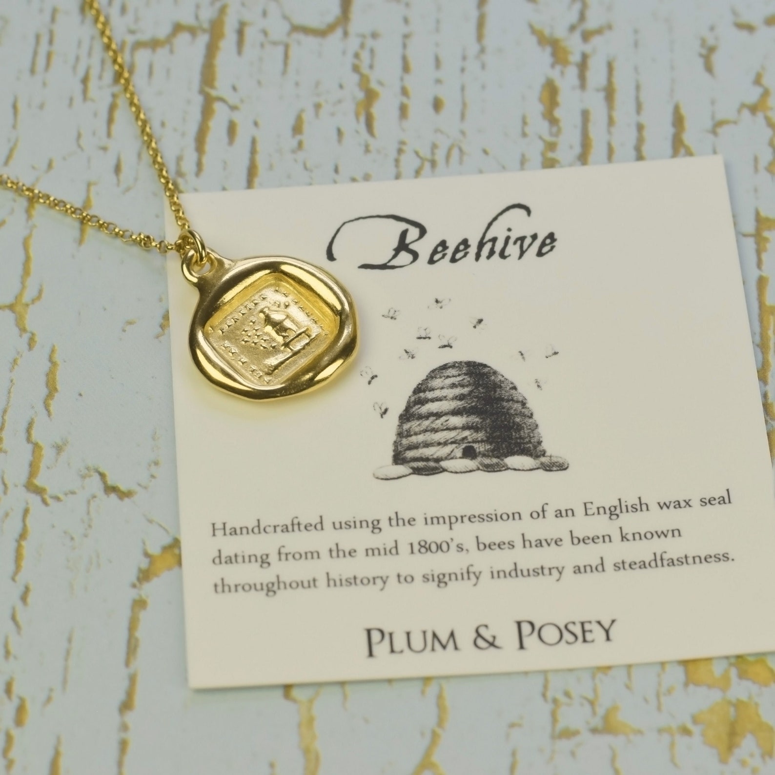 Gold Bees and Beehive Wax Seal Necklace From Antique French Seal, in ...