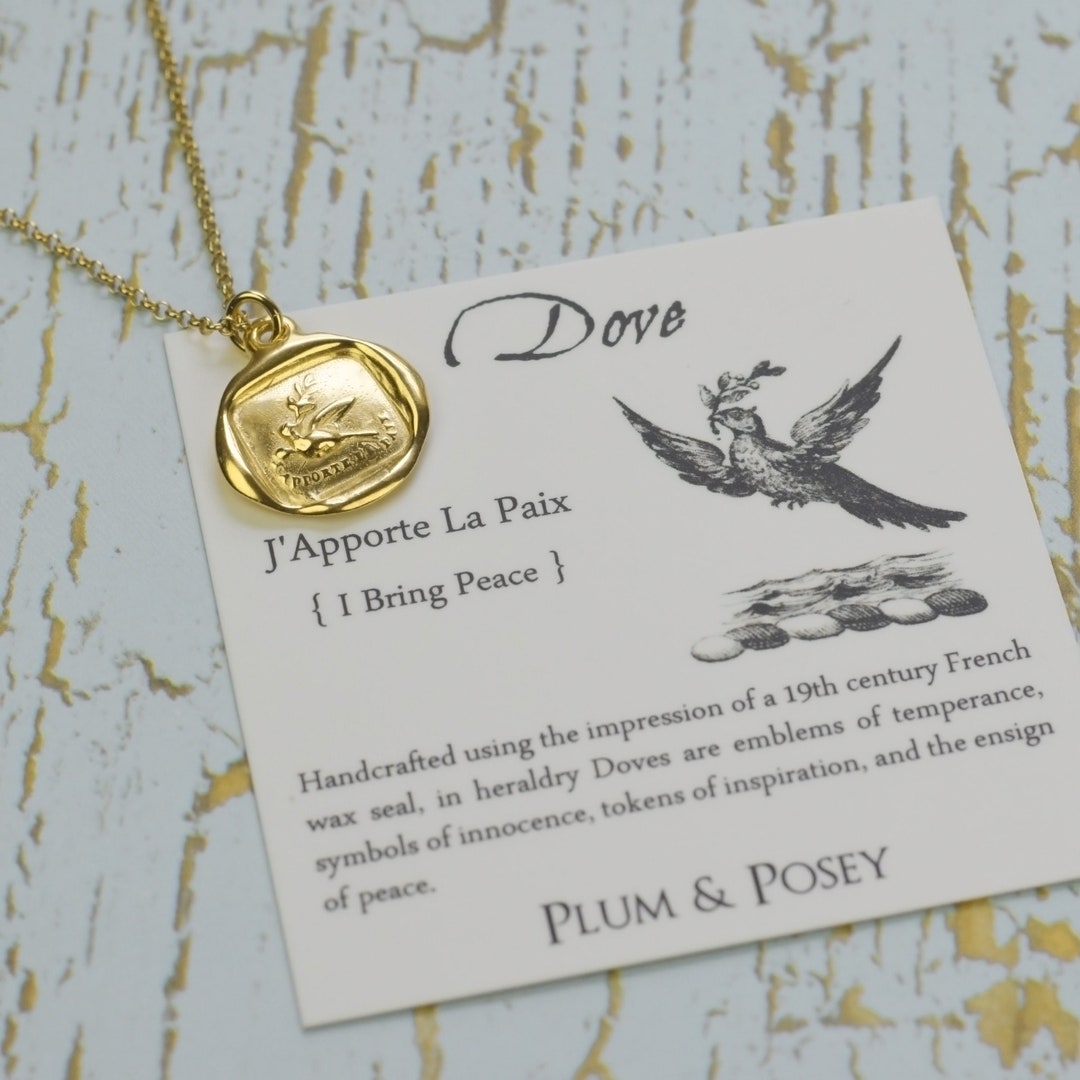 Gold I Bring Peace - Gold Vermeil Dove Pendant From an Antique French Wax Seal - 196G - Etsy