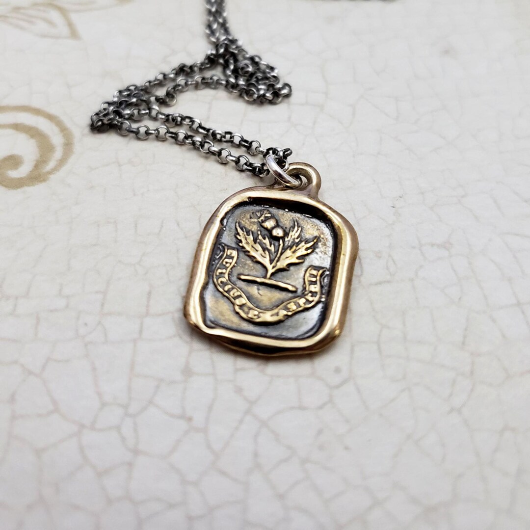 Sweeter After Difficulties Thistle Necklace Wax Seal Jewelry in Bronze ...