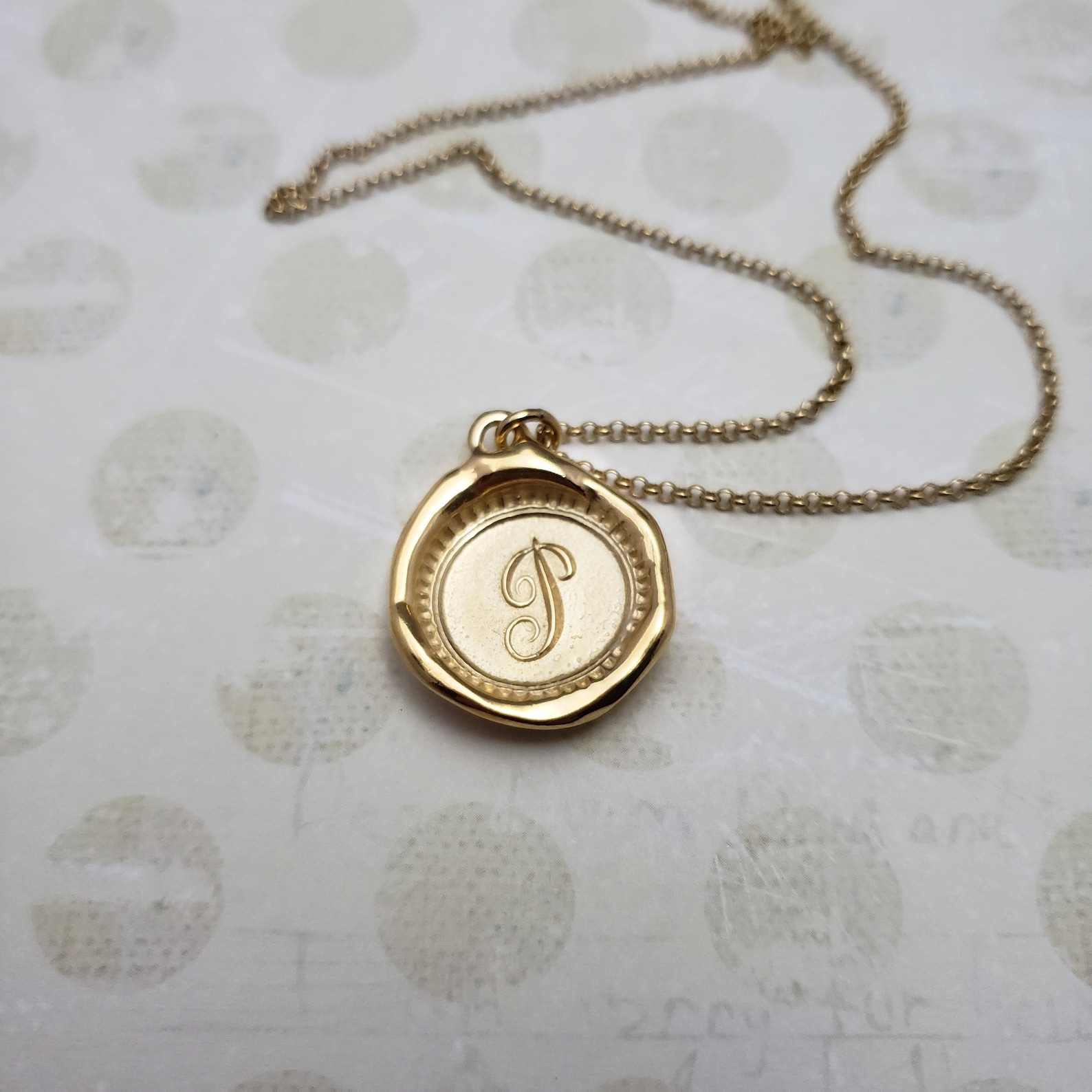 Gold Letter P Pendant - Gold Vermeil Monogram Wax Seal Necklace - Wax ...