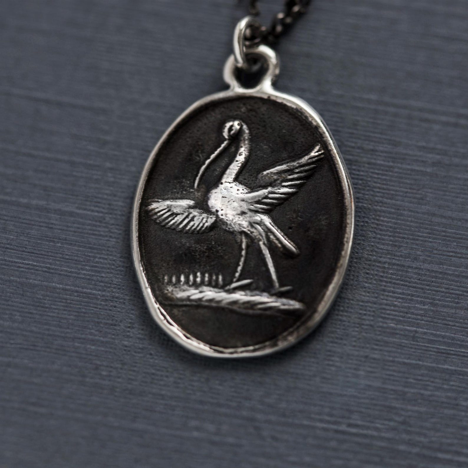 Prosperity - Good Luck Stork Wax Seal Necklace - 420 - Etsy