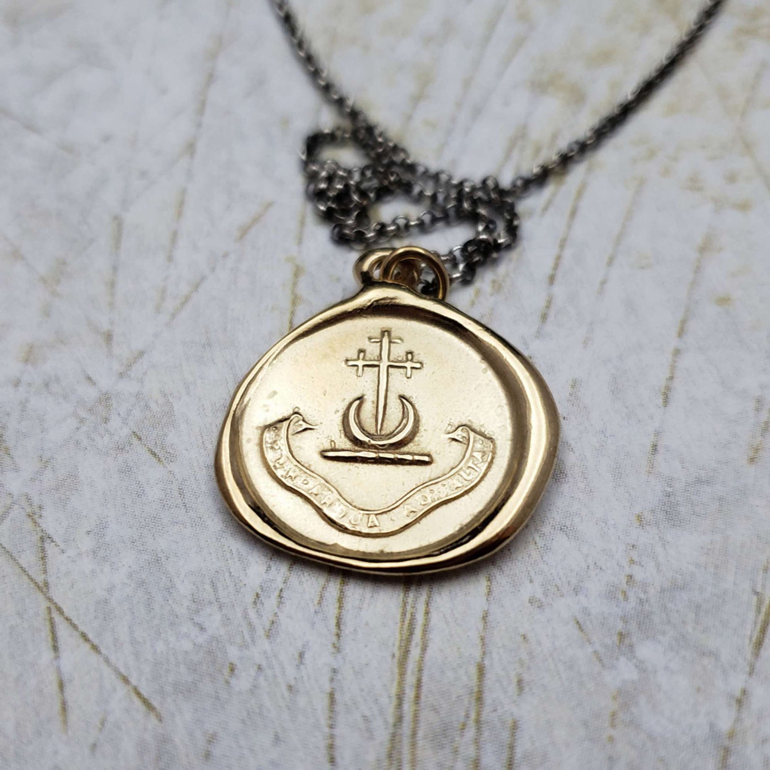 Moon and Sword Latin Gold Vermeil Wax Seal Pendant- 230G - Etsy