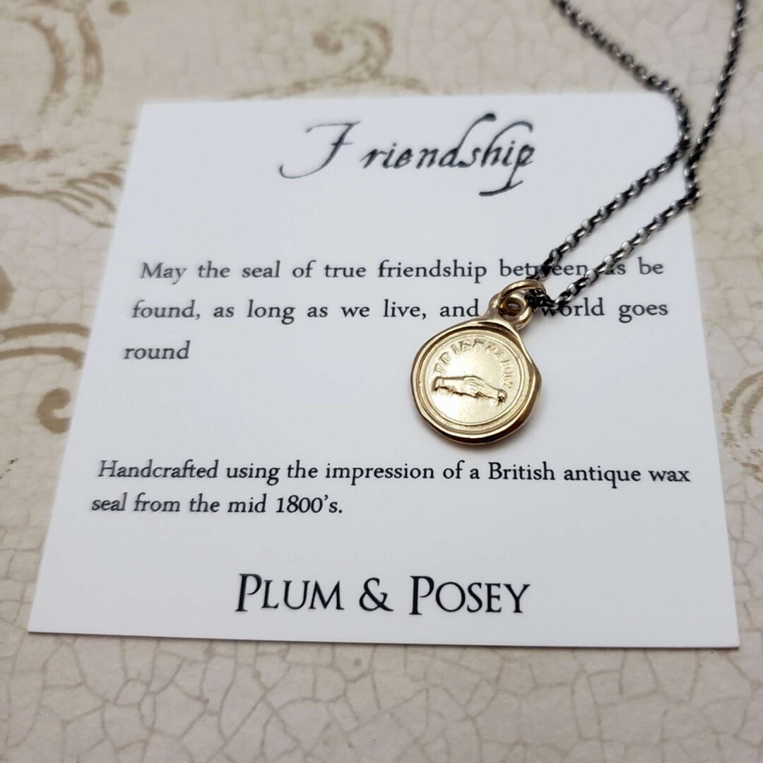 Clasped Hands Friendship Necklace in Gold Vermeil - Friendship Wax Seal ...