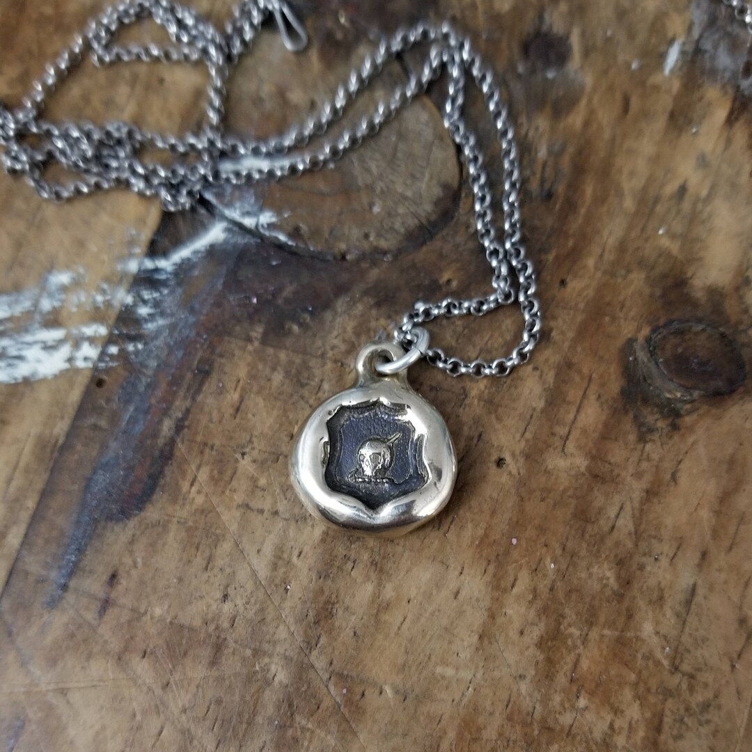 Bronze Skull and Dagger Necklace From Antique Wax Seal - 161 - Etsy