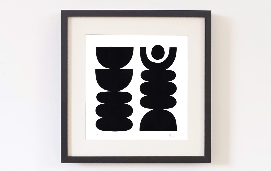 Classic Square Black and White Screenprint - Etsy
