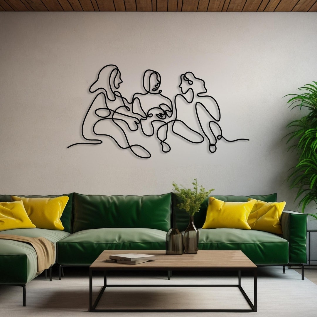 3 Ladies Line Art, Female Besties Line Art, Metal Line Art, Three Woman ...