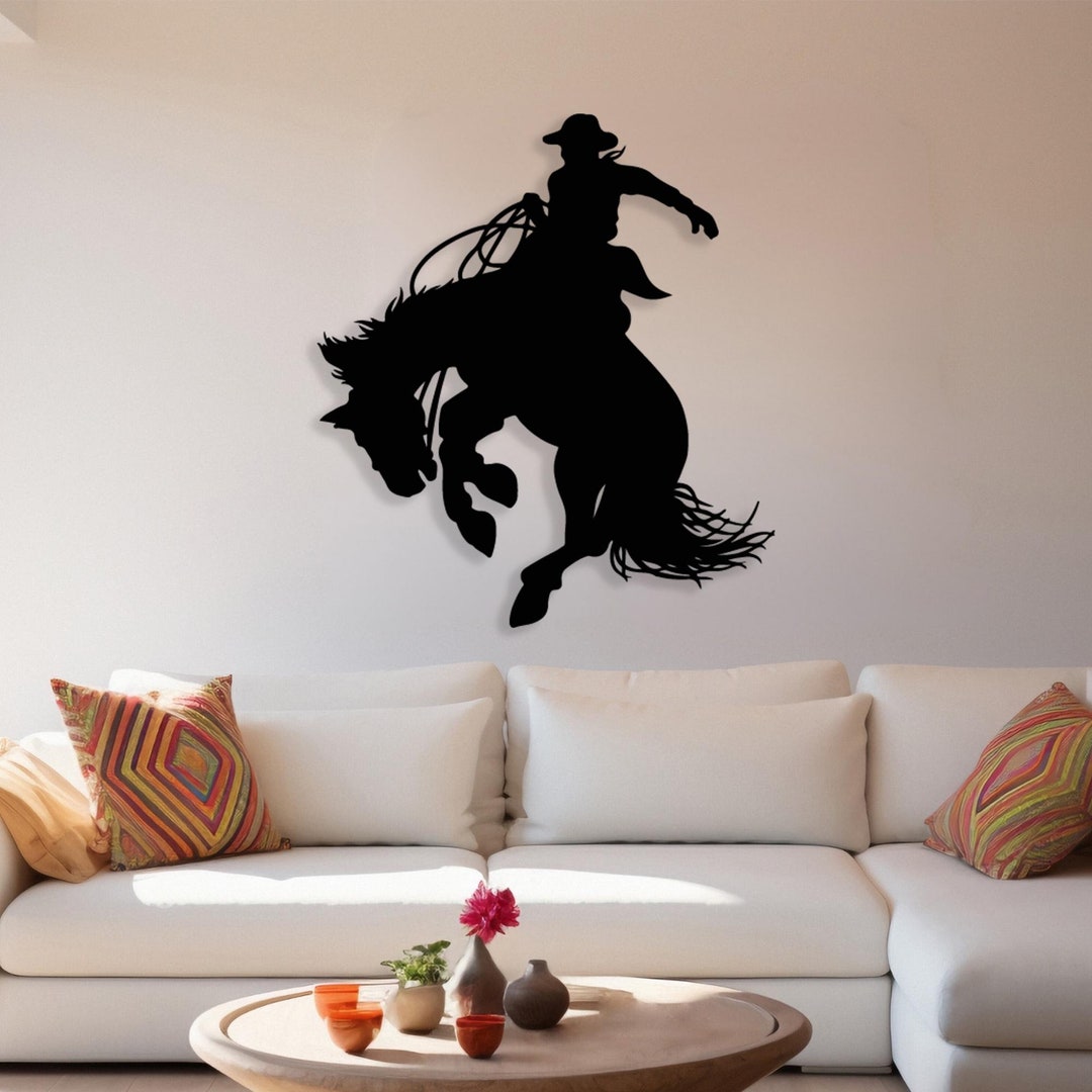 Rodeo Metal Wall Art Cowboy With Horse Wall Decor, Cowboys Metal Wall ...