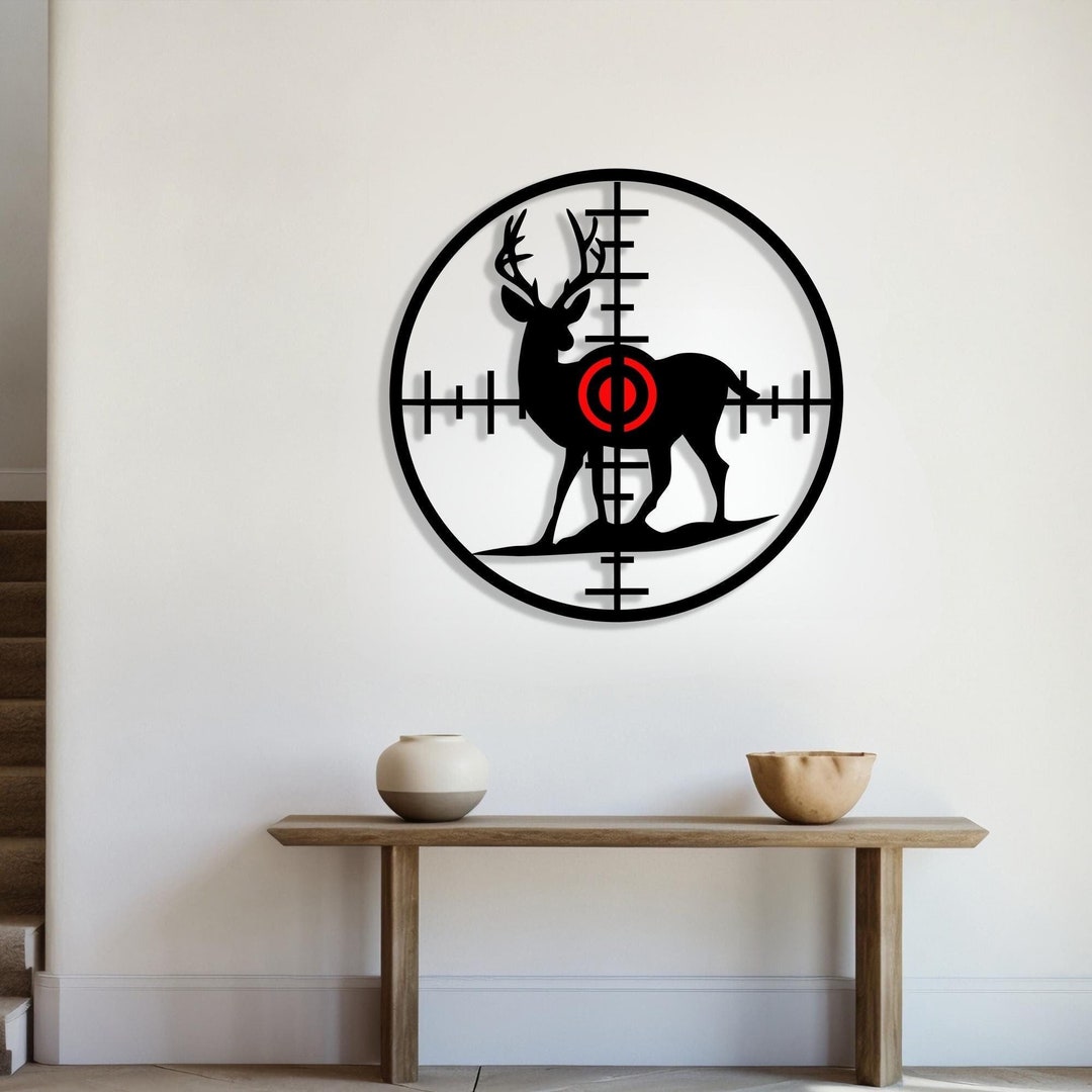 Deer Target Metal Wall Art, Hunter's Target Metal Decor, Minimalist ...