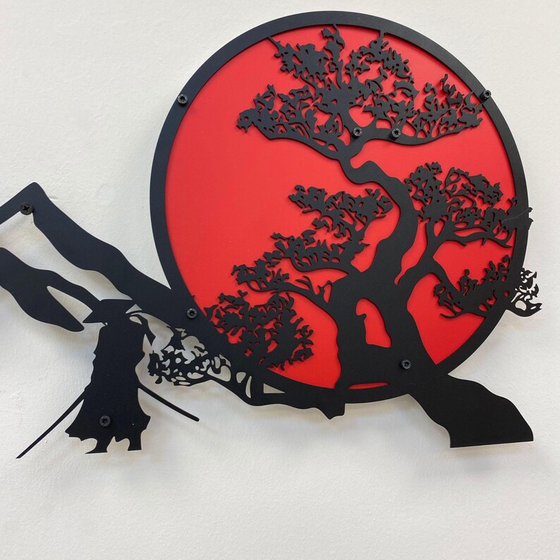 Japanese Metal Wall Art: Bonsai, Samurai, and Pagoda Decor - Etsy