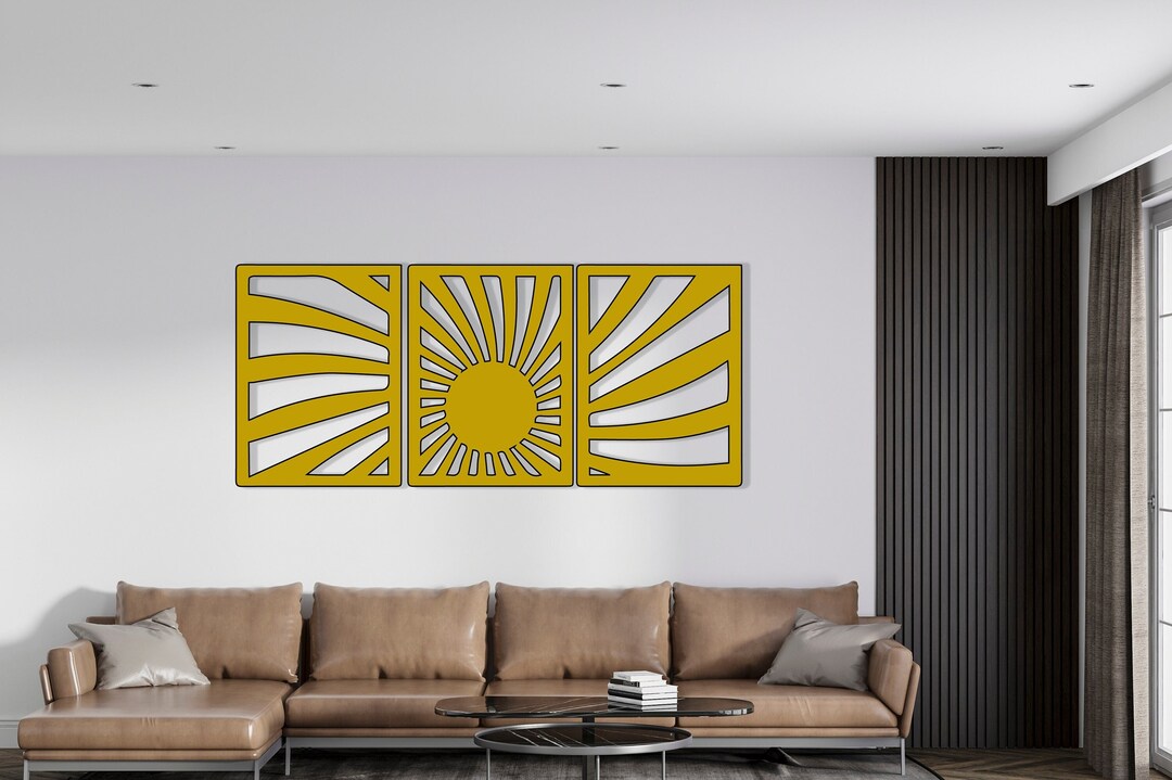 Boho Sun Minimalist Decor, Set of 3 Metal Art, Sunset Sunrise Sign ...