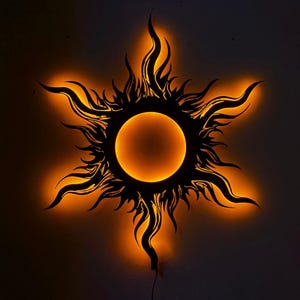 Sun Wall Art With LED Backlight, Metal Sun Decor, Modern Celestial Wall ...