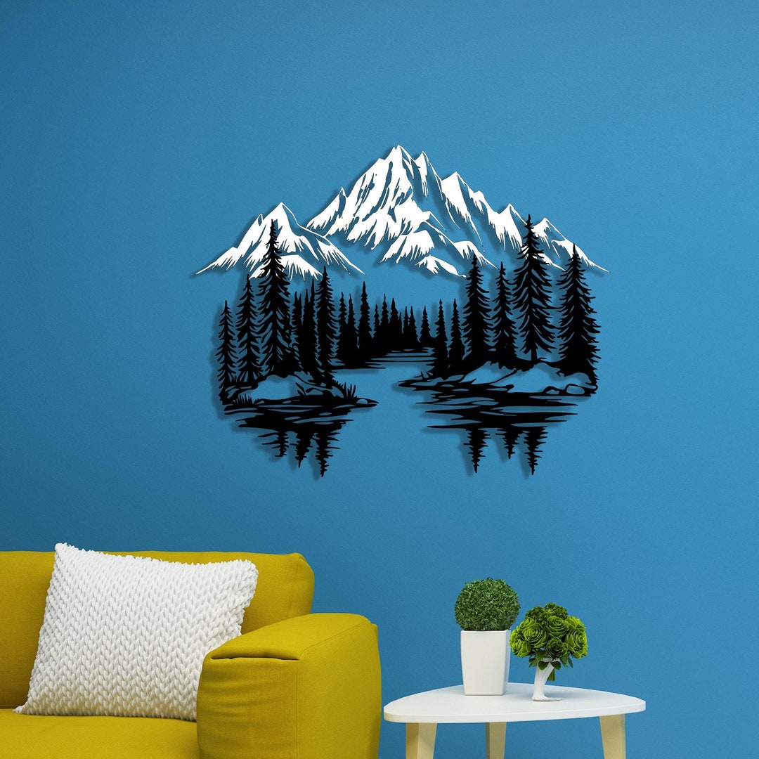 Mountain Forest Silhouette Metal Wall Art: Nature Decor Gift - Etsy