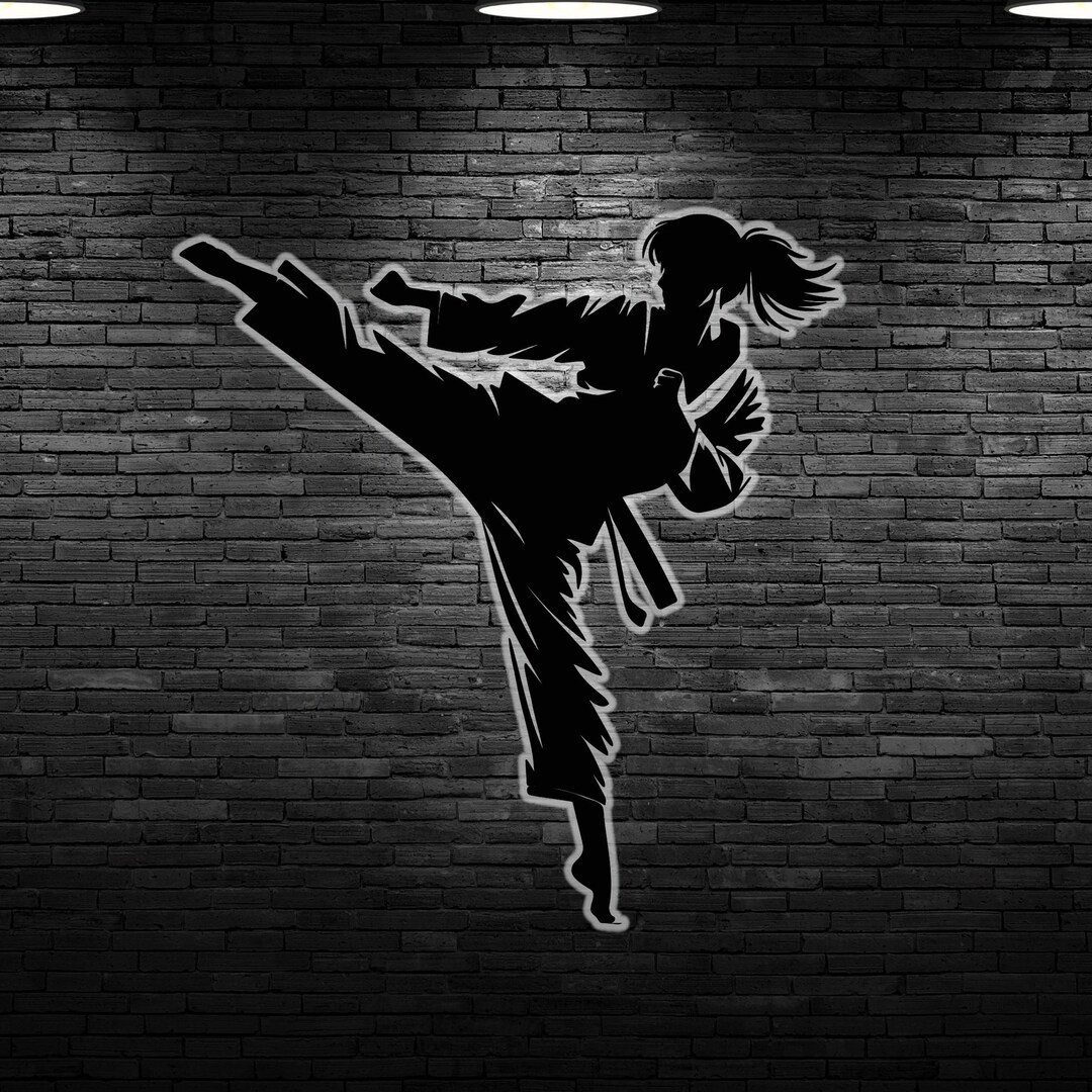 Karate Kick Metal LED Wall Art: Martial Arts Home Decor - Etsy