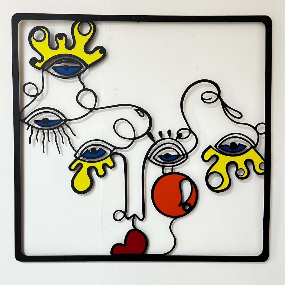 Picasso Cubism Metal Wall Art: Colorful Faces Sculpture - Etsy