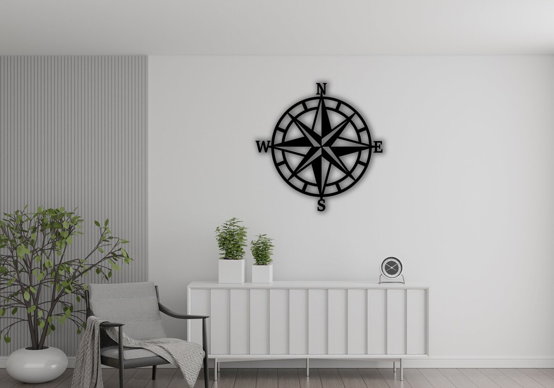 Compass Metal Wall Art, Compass, Large Wall Art, Wall Decor Over the ...