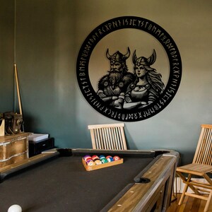 Metal Vegvisir Viking Wall Art, Viking King and Queen Sign,metal Viking ...