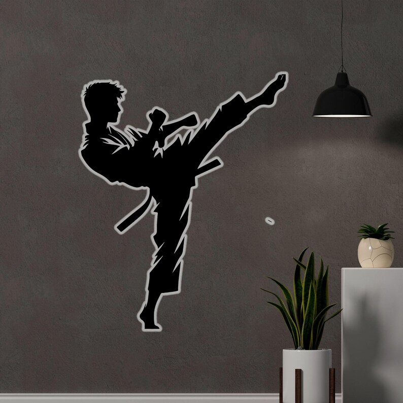 Karate Kick Metal LED Wall Art: Martial Arts Decor - Etsy