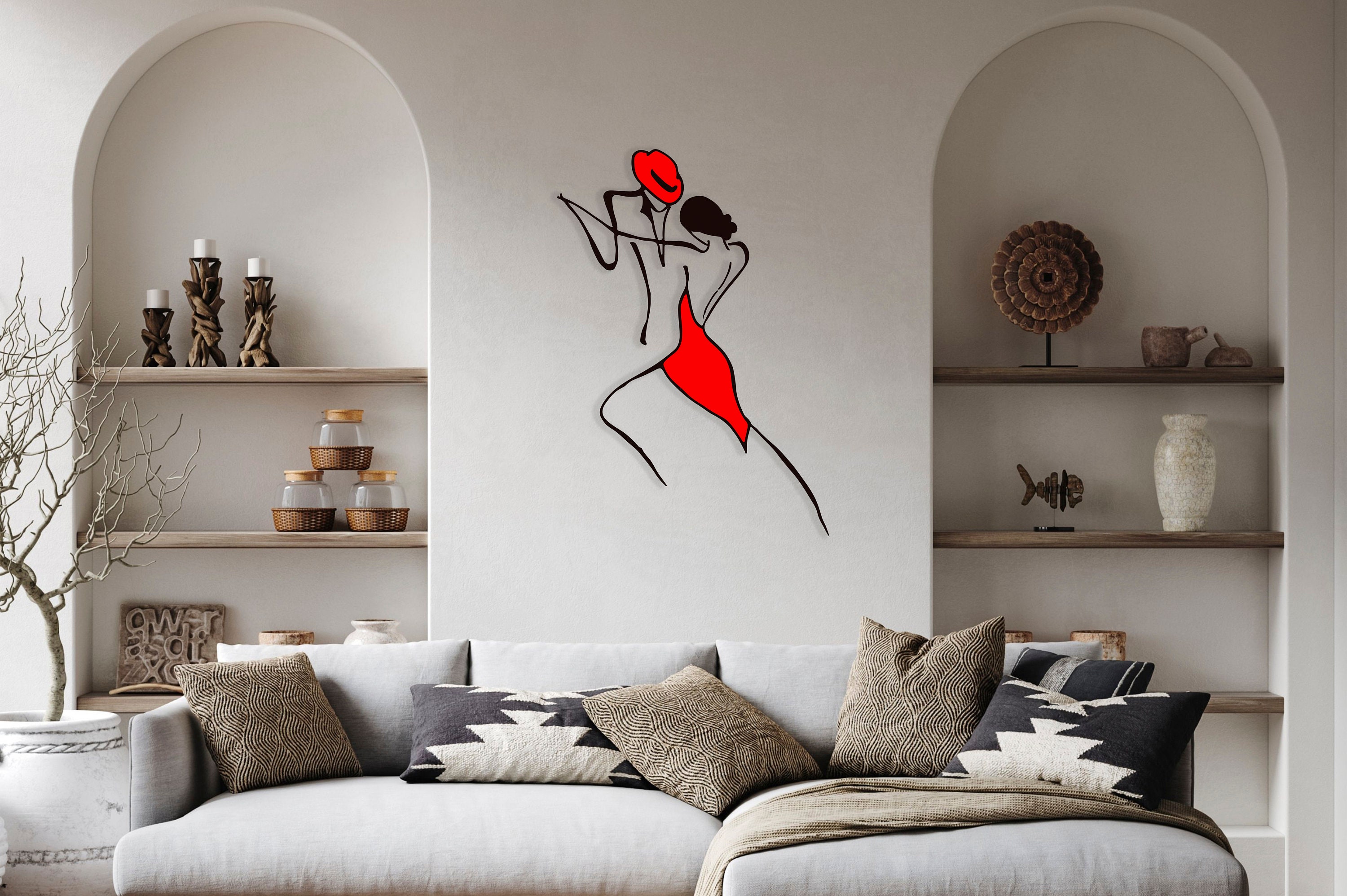 Colorful Tango Metal Wall Art: Dancer Couple Line Art - Etsy