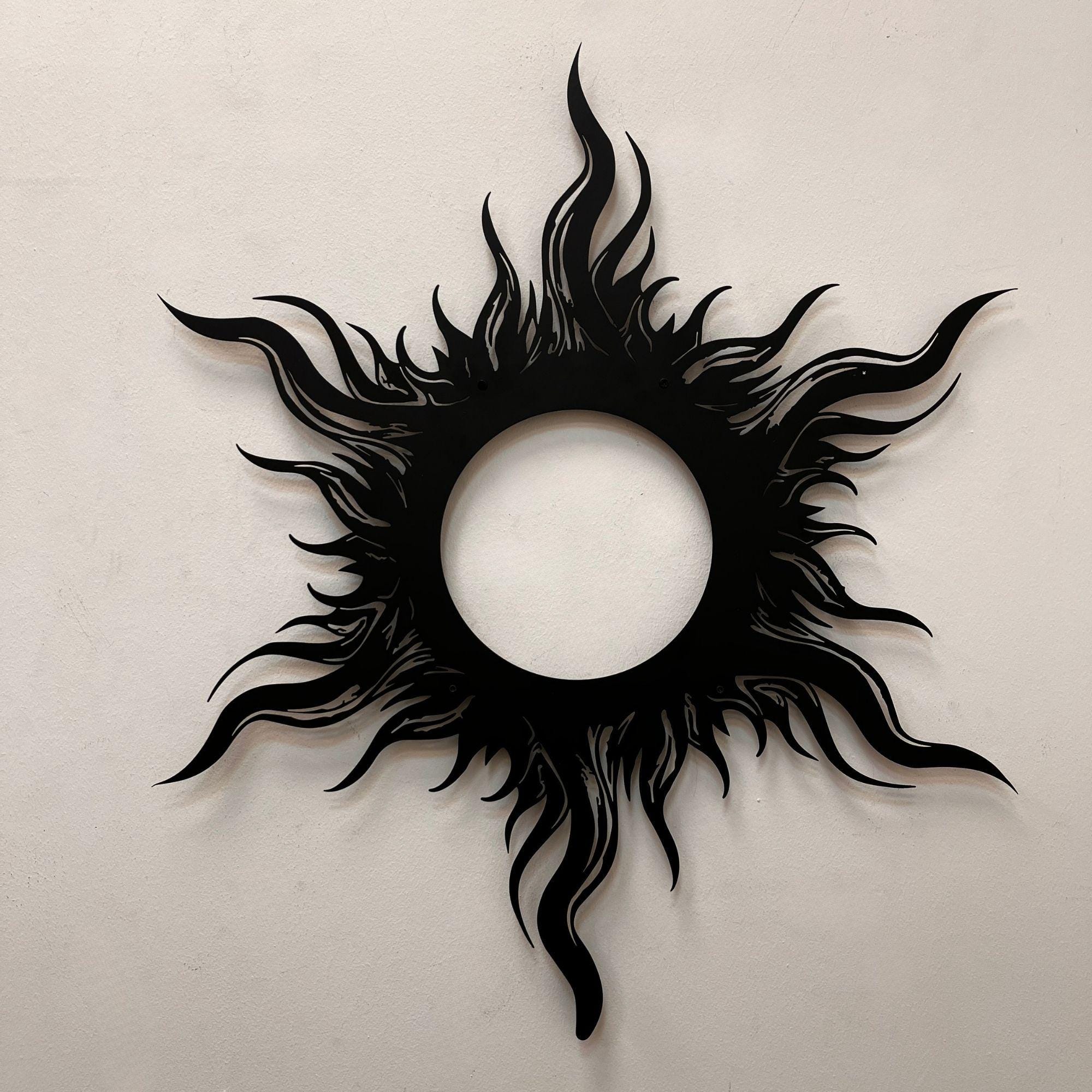 Sun Wall Art With LED Backlight, Metal Sun Decor, Modern Celestial Wall ...