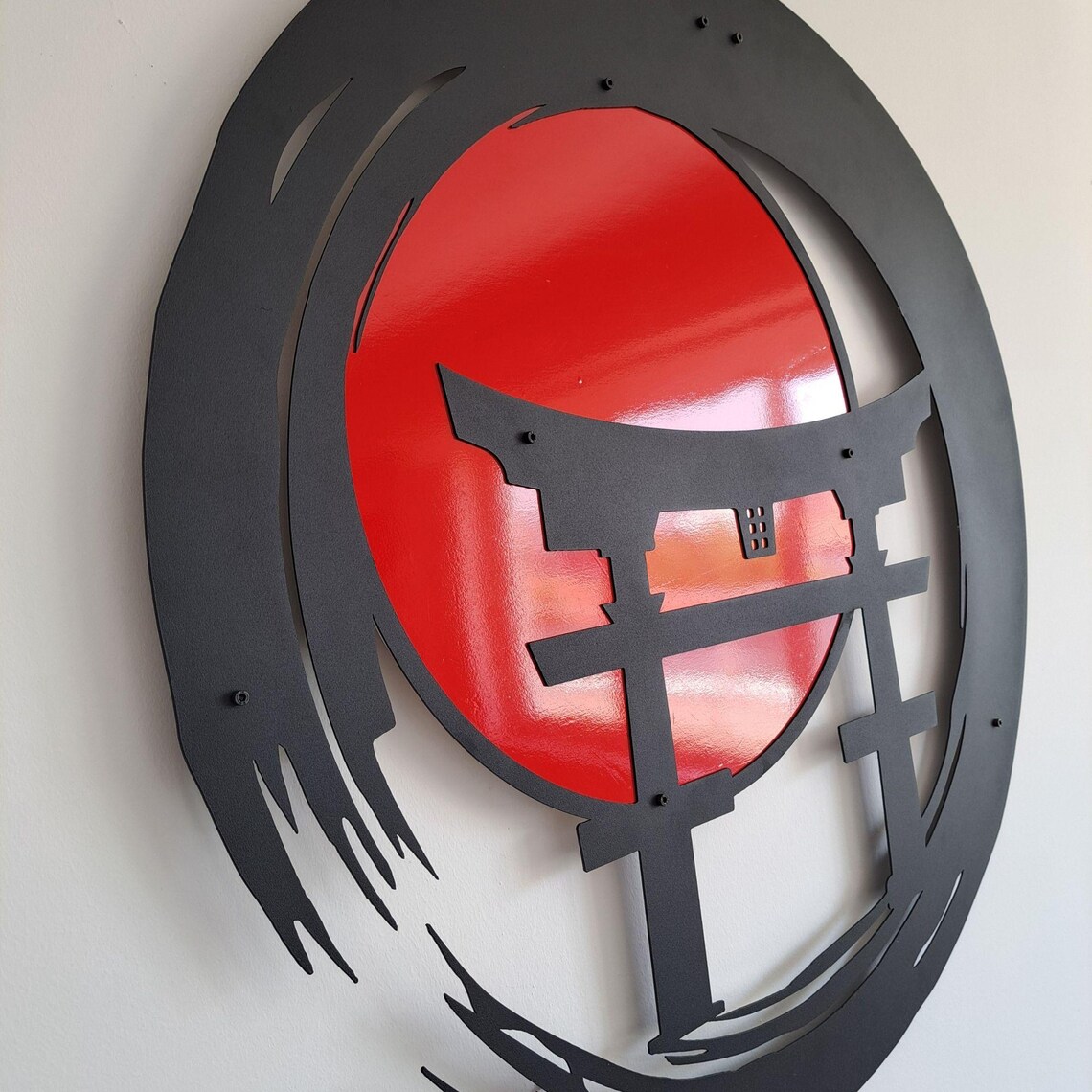 Tori Gate Metal Wall Art: Japanese Bonsai Tree Enso Design - Etsy