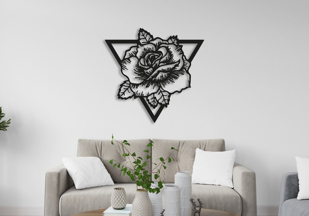 Rose Metal Wall Art, Metal Wall Decoration, Metal Rose Wall Art, Living ...