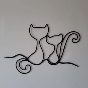 Two Cat Metal Line Art, Minimalist Line Art, Metal Line Art, Animal ...