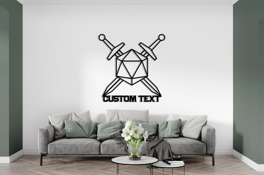 Custom Dice and Sword, Metal Wall Art, Table Top Art, Dungeons and ...