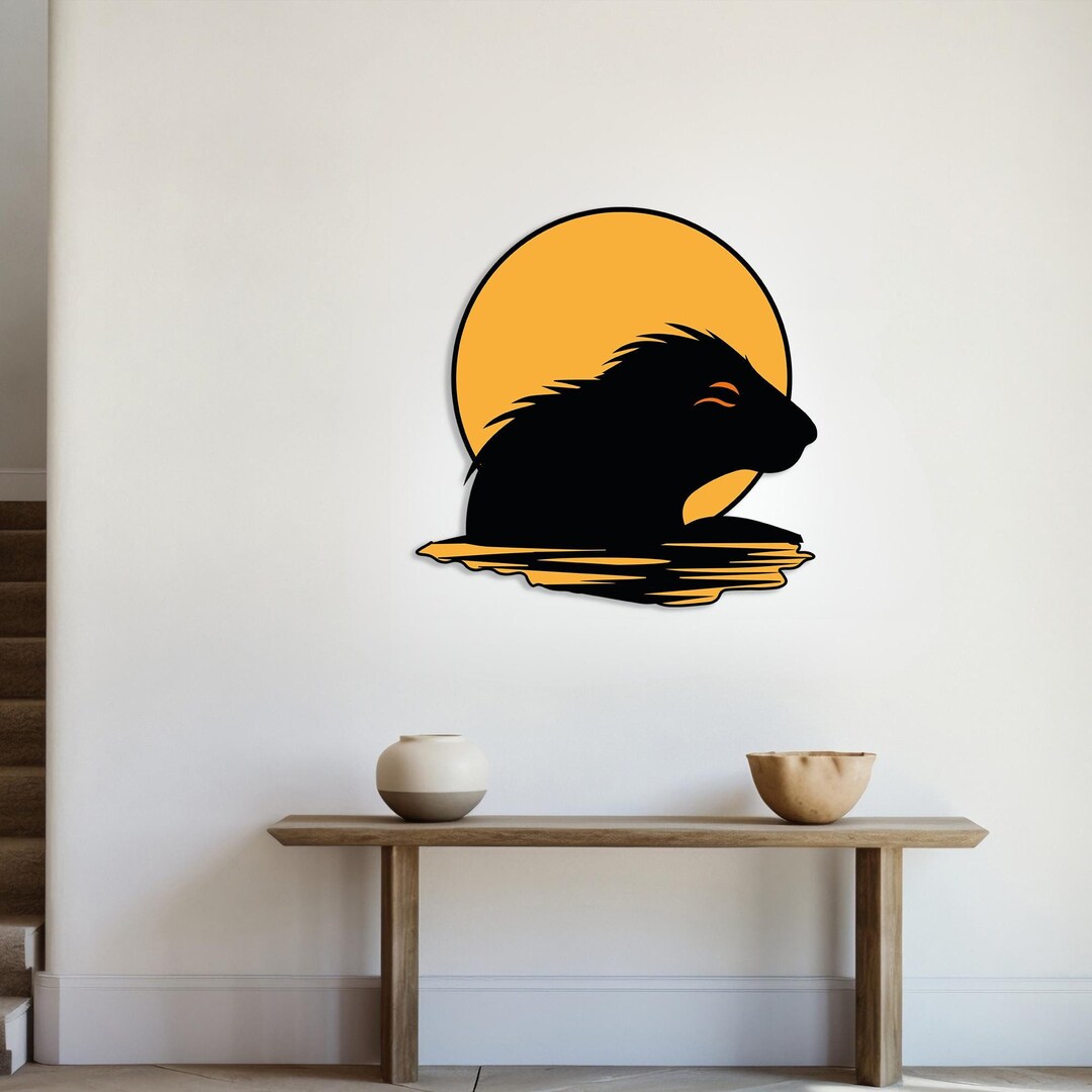 Colorful Capybara Metal Wall Art, Colorful Sun and Capybara Decor ...