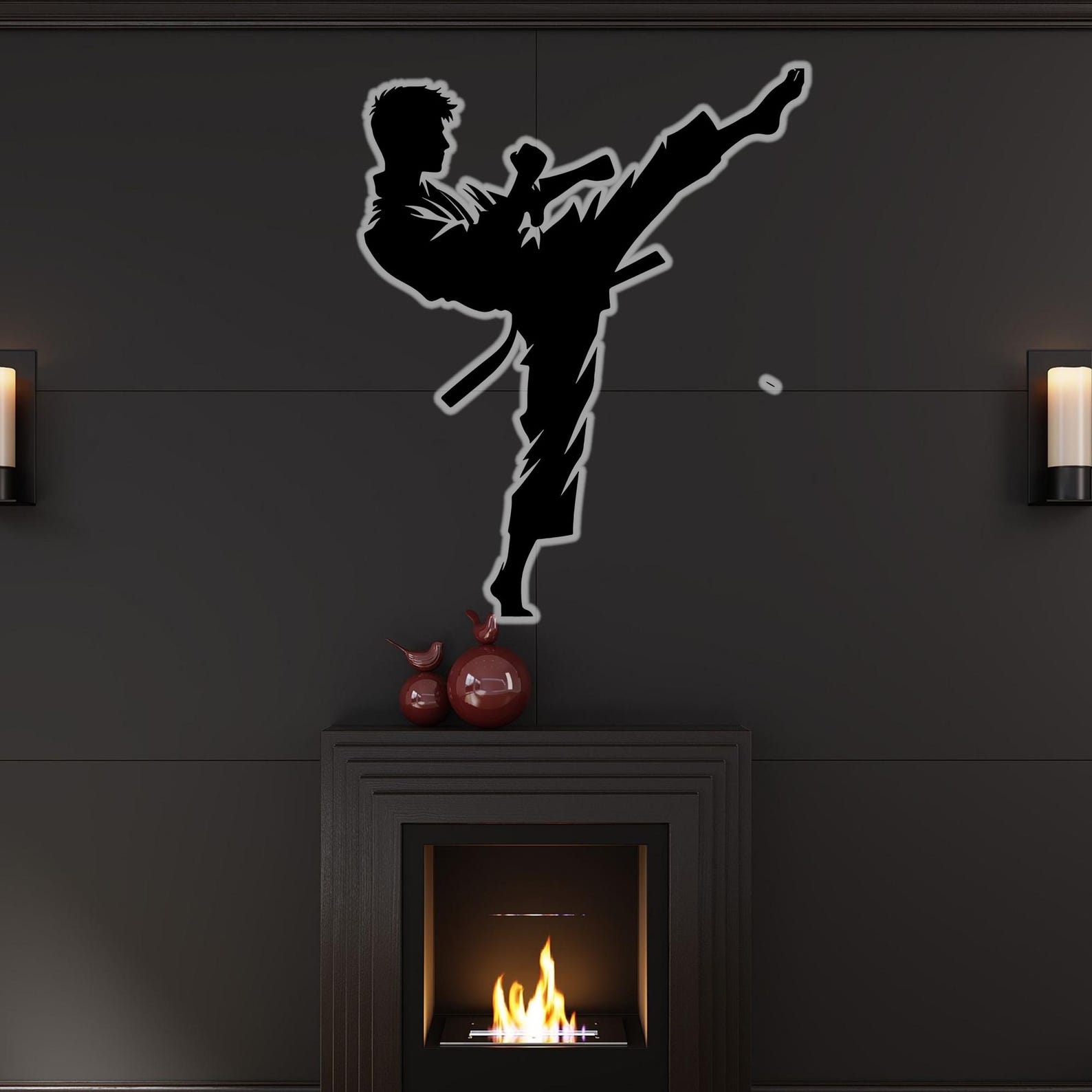 Karate Kick Metal LED Wall Art: Martial Arts Decor - Etsy