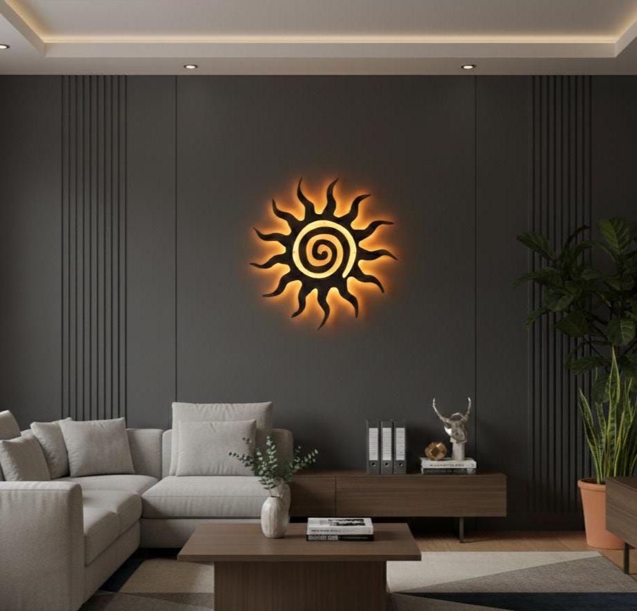 LED Backlit Sun Wall Art, Modern Metal Sculpture - Etsy