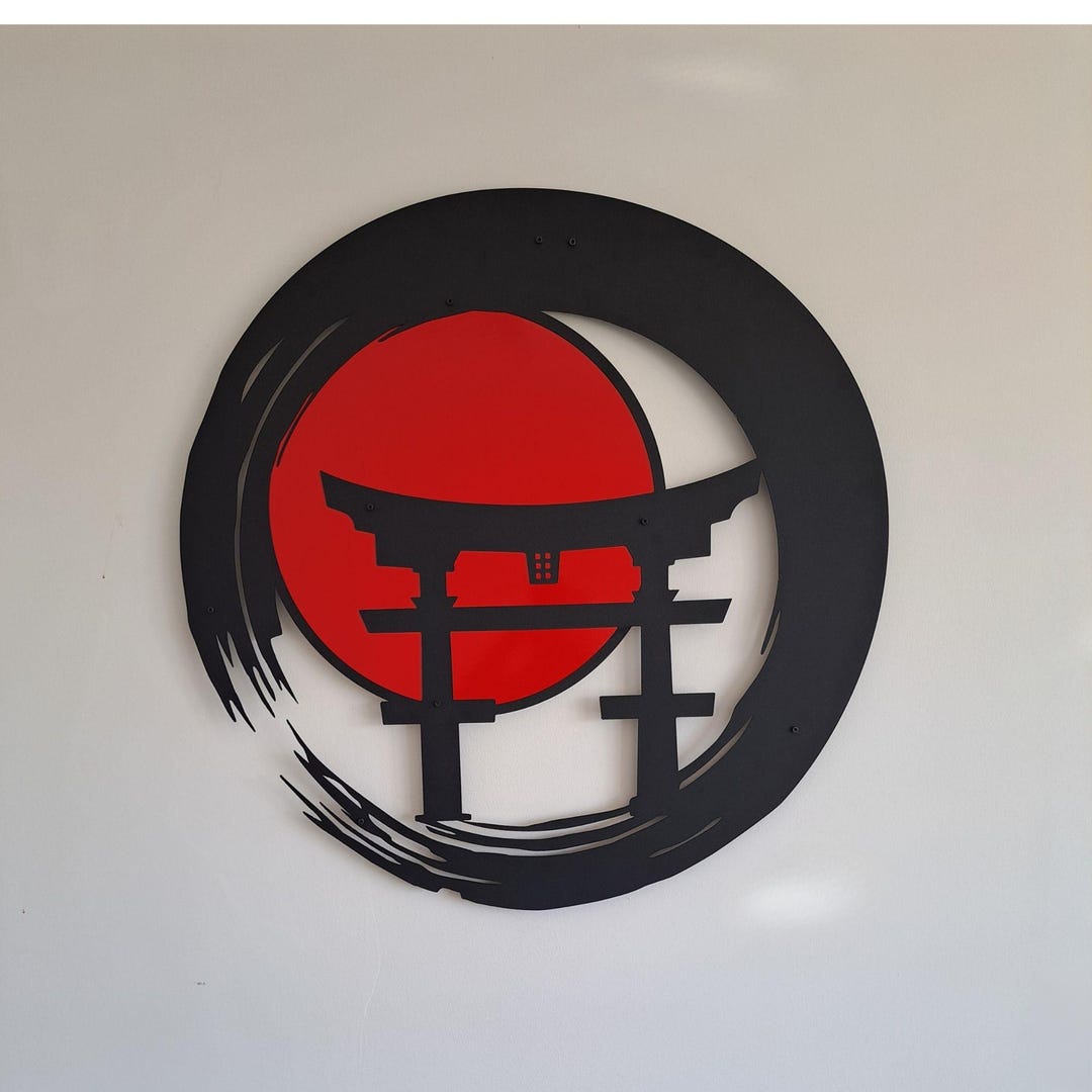 Colorfool Tori Gate Art, Bonsai Tree Metal Wall Art, Japanese Inspired ...