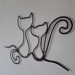 Two Cat Metal Line Art, Minimalist Line Art, Metal Line Art, Animal ...