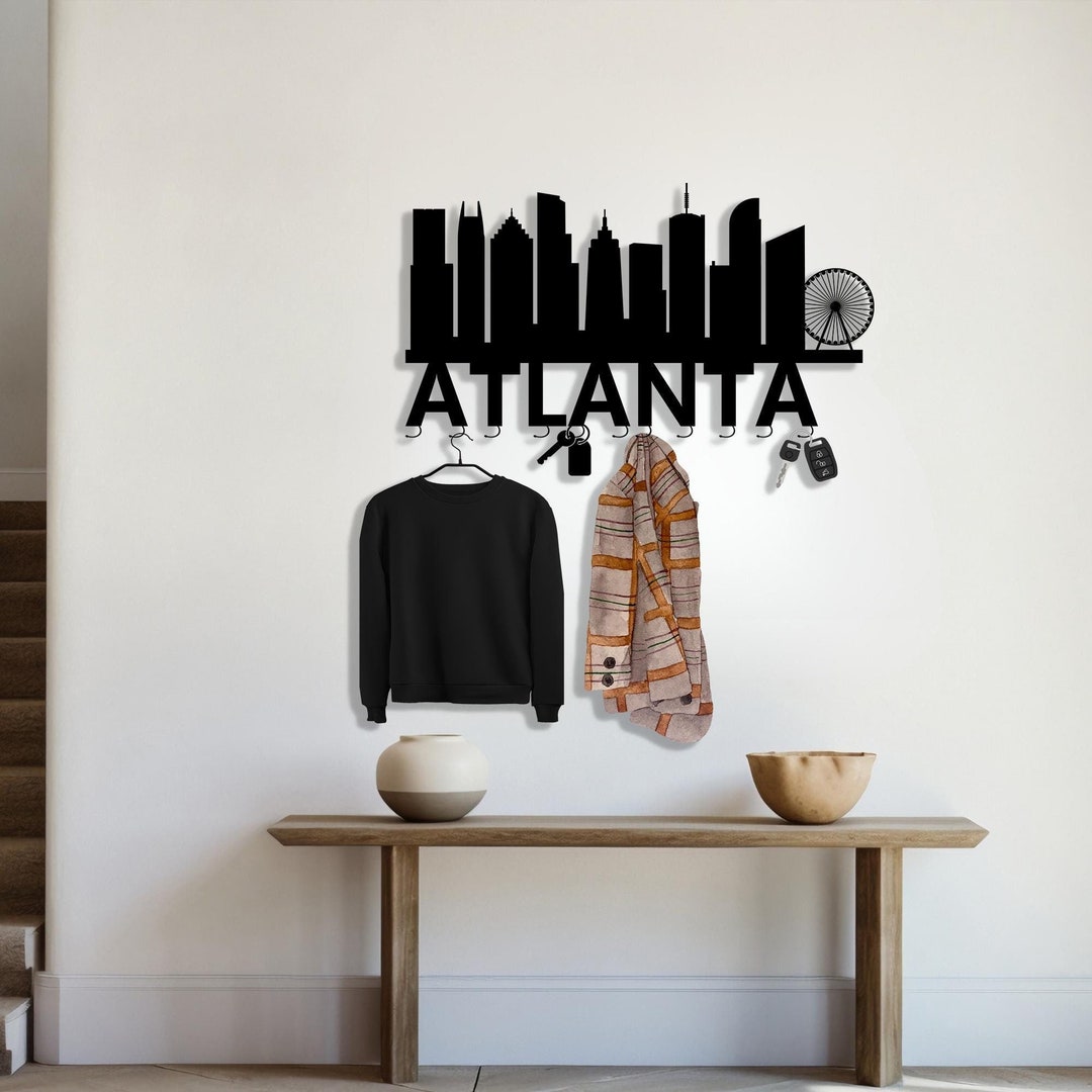 Atlanta Wall Metal Hook, Atlanta Skyline, Metal Wall Art, Atlanta Wall ...