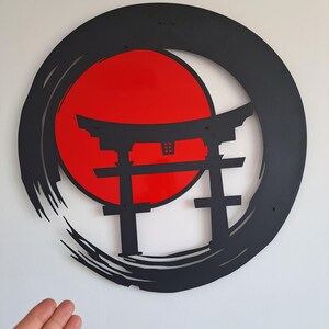 Tori Gate Metal Wall Art: Japanese Bonsai Tree Enso Design - Etsy