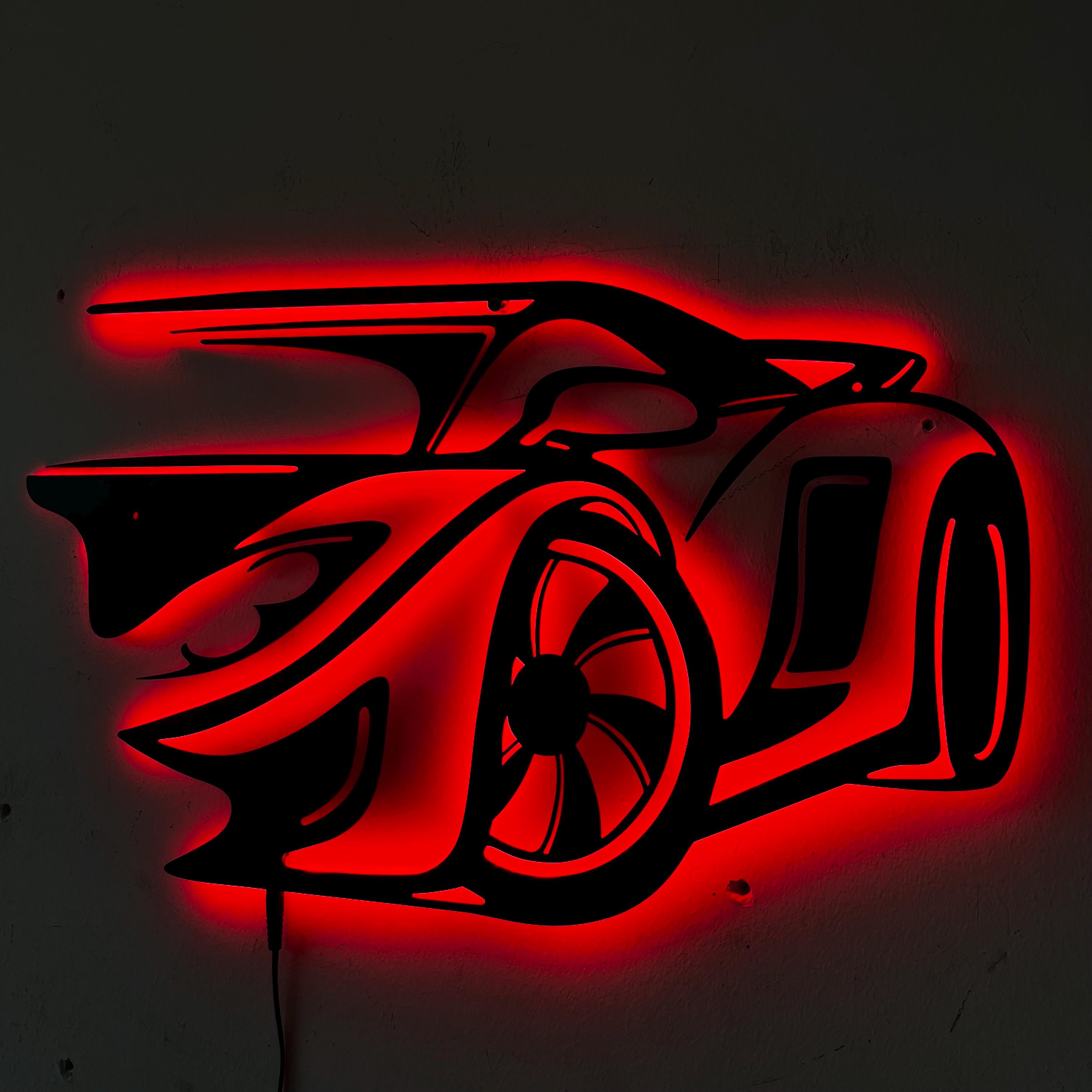 LED Race Car Metal Wall Art: Modern Garage Decor - Etsy