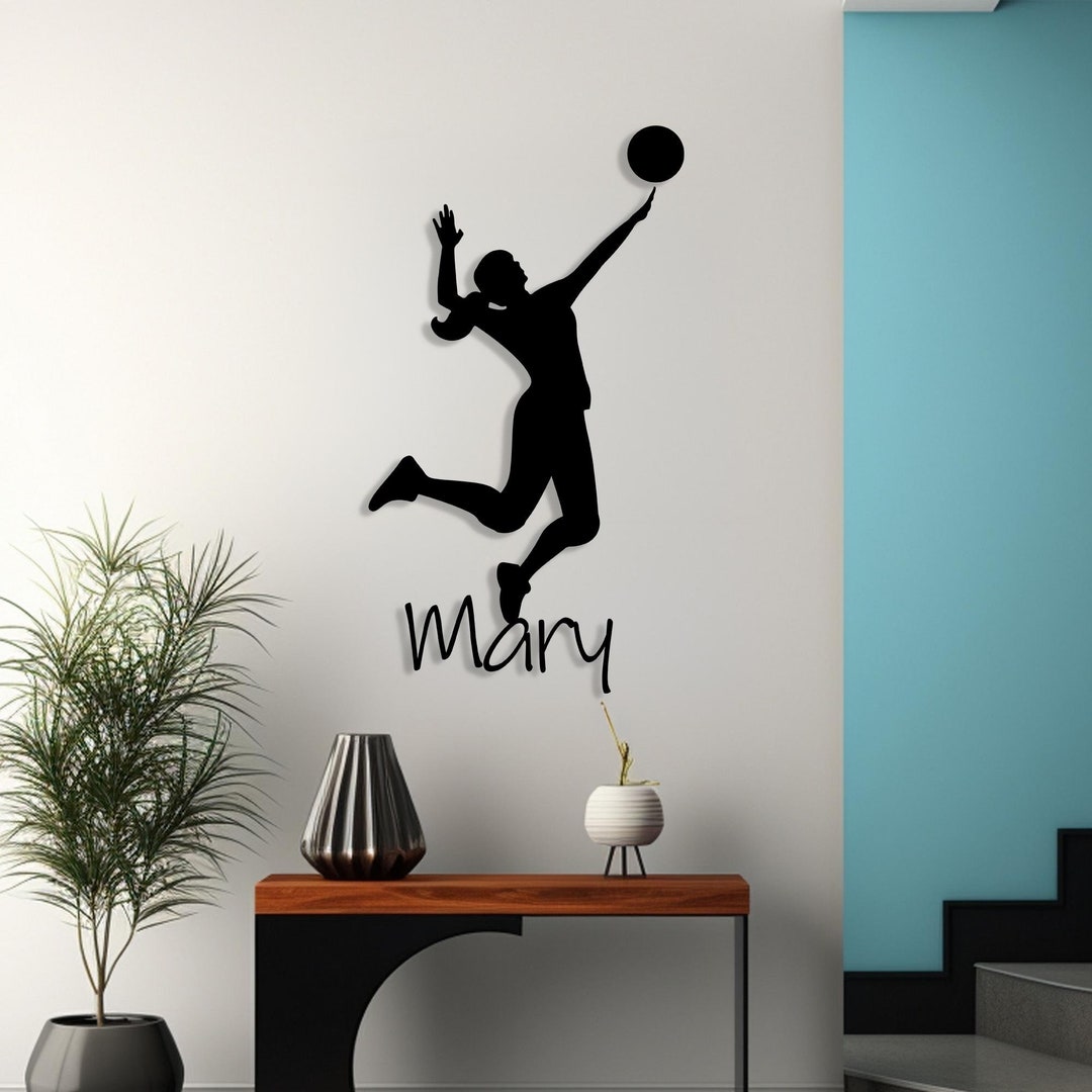 Custom Female Volleyball Player Metal Wall Art, Personalized Volleyball ...