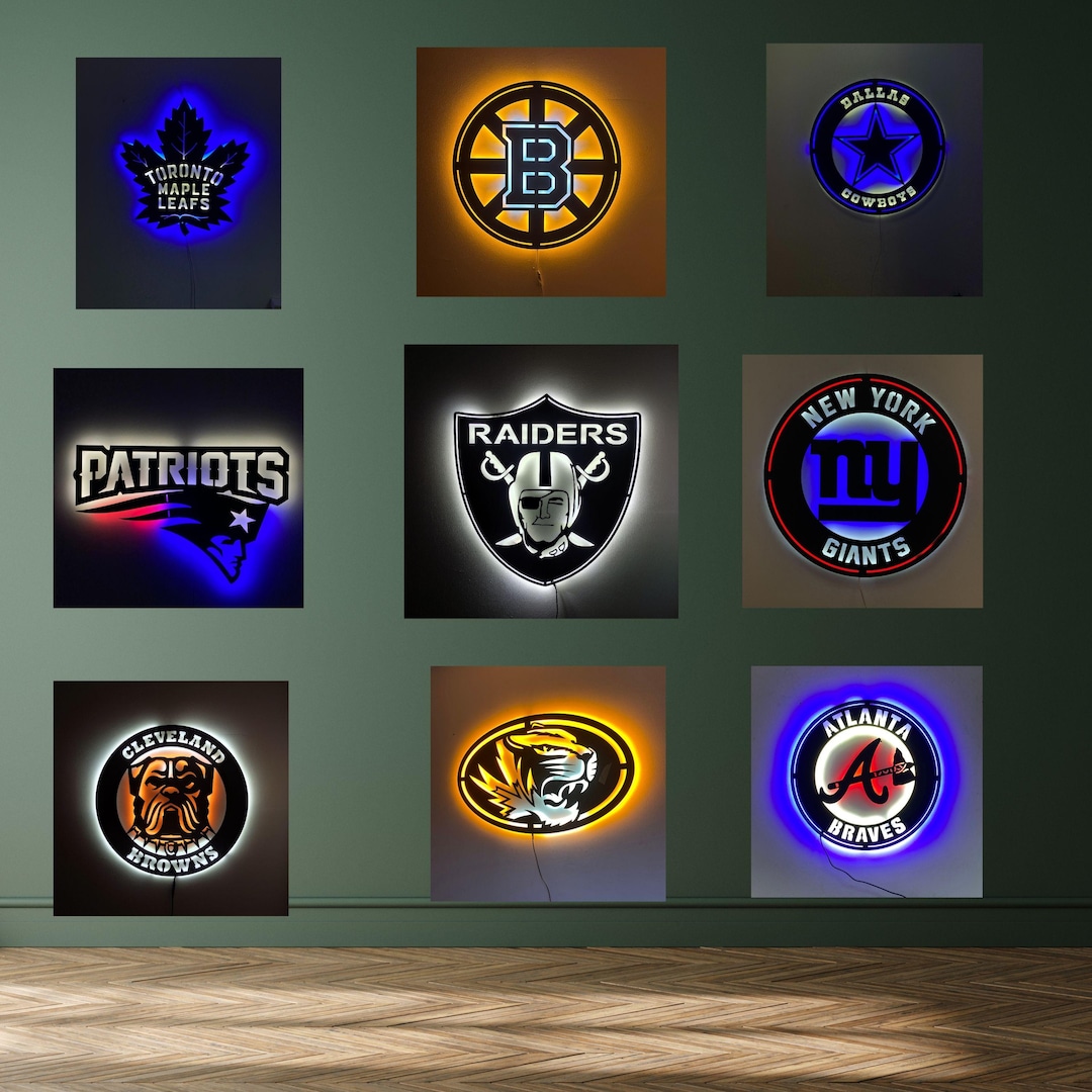 Custom Sports Team Logo LED Metal Wall Art: Man Cave Decor - Etsy