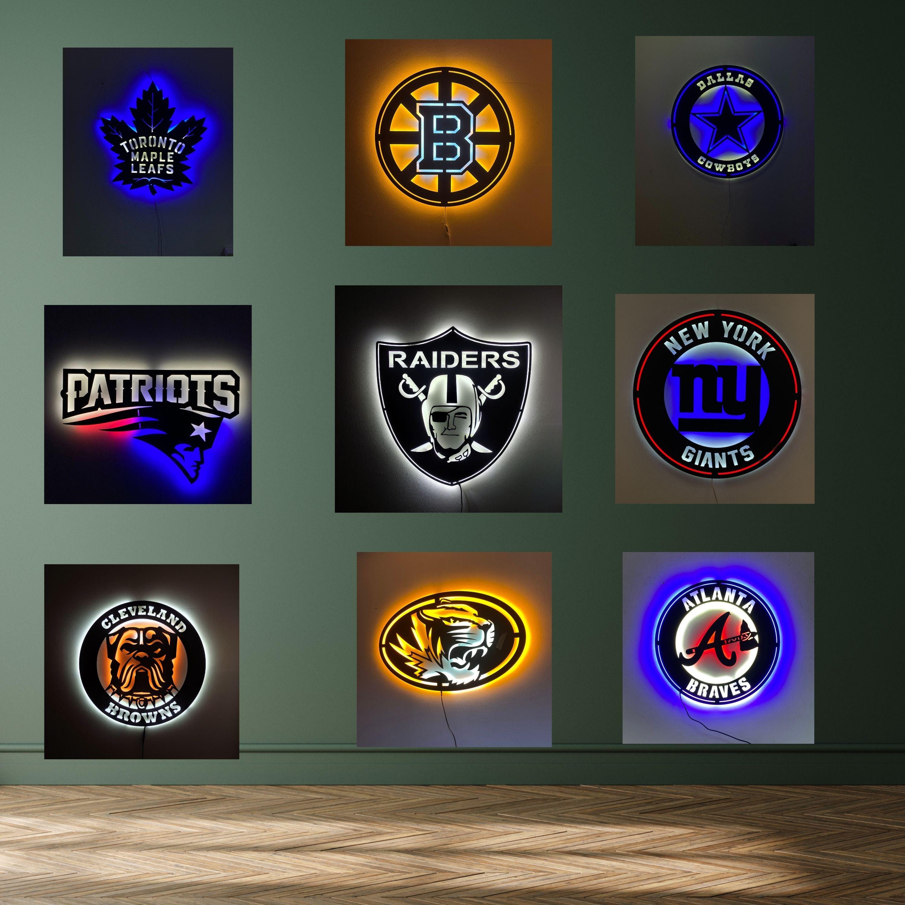 Custom Sports Team Logo LED Metal Wall Art: Man Cave Decor - Etsy