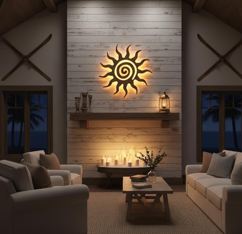 LED Backlit Sun Wall Art, Modern Metal Sculpture - Etsy