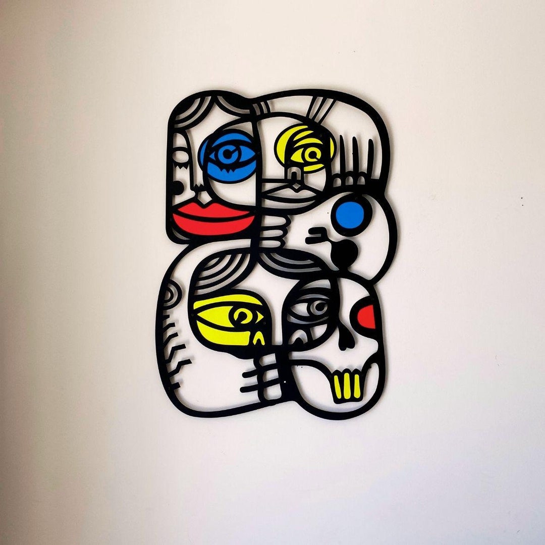 Colorful Picasso Cubism Faces Metal Wall Art: Modern Sculpture - Etsy