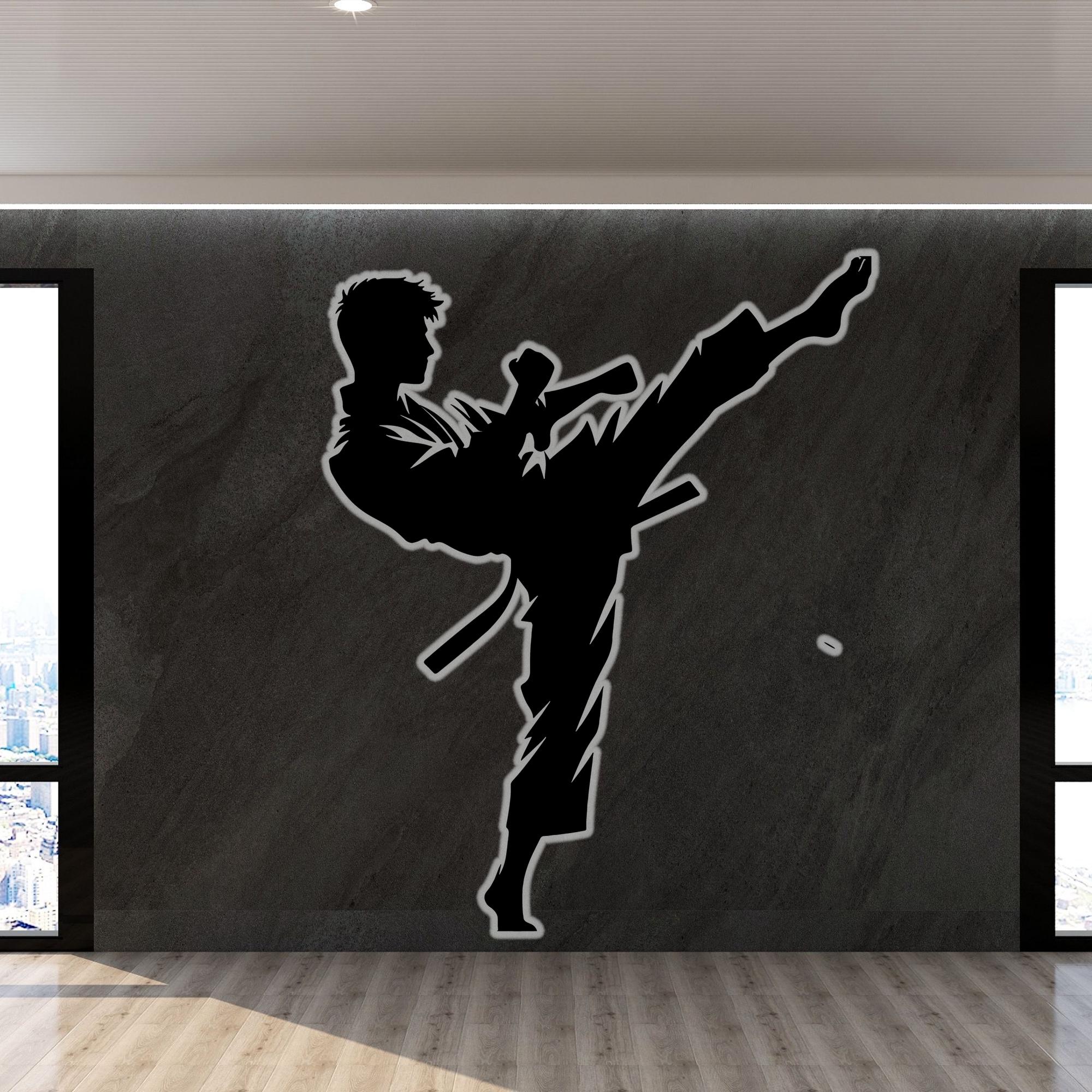 Karate Kick Metal LED Wall Art: Martial Arts Decor - Etsy