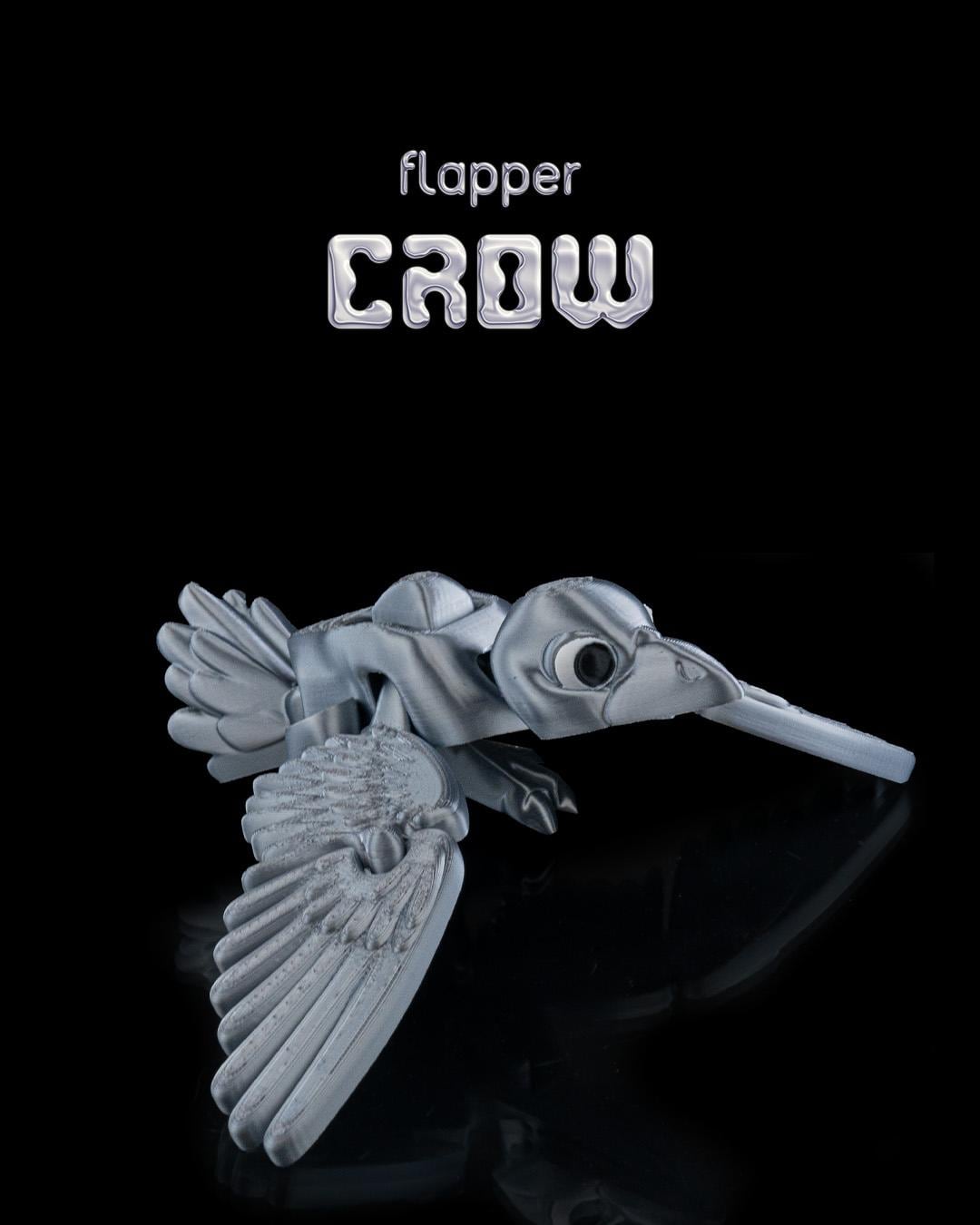 Flapper Crow | 3D Printed | Articulating Bird | Customizable Color - Etsy