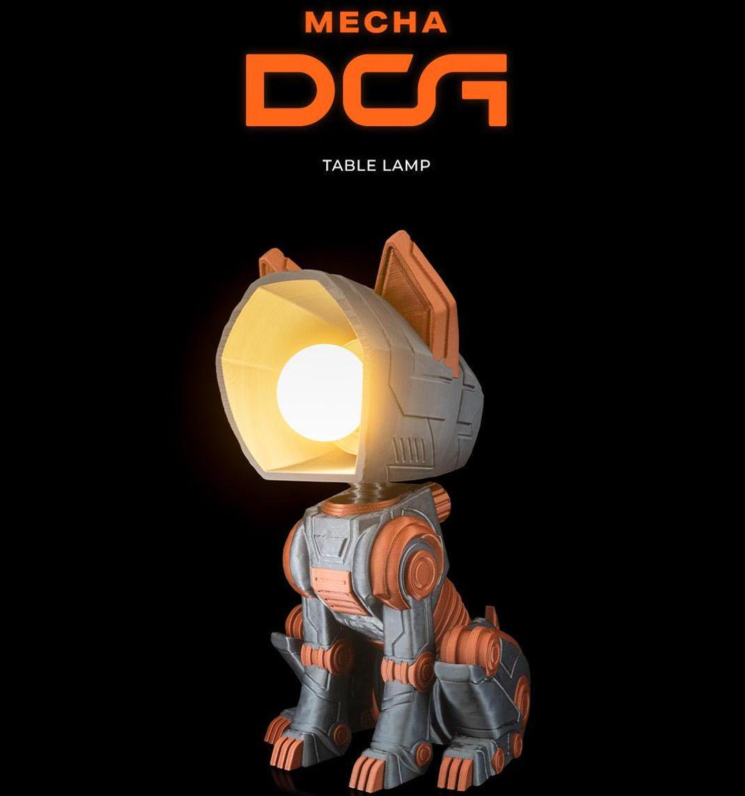 Mecha Dog - Table Lamp | Mecha Lights | Cyberpunk Lamp | 3D Printed ...