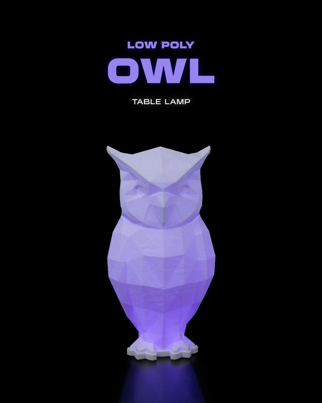 Low Poly Owl Table Lamp | 3D Printed | LED RGB Light | USB | 24 Color ...