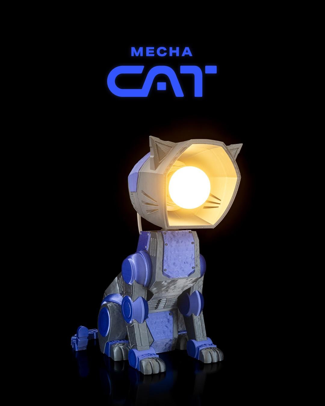 Mecha Cat - Table Lamp | Mecha Lights | Cyberpunk Lamp | 3D Printed ...