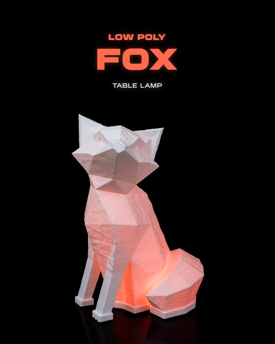 Low Poly Fox Table Lamp | 3D Printed | LED RGB Light | USB | 24 Color Light + Remote | Home ...