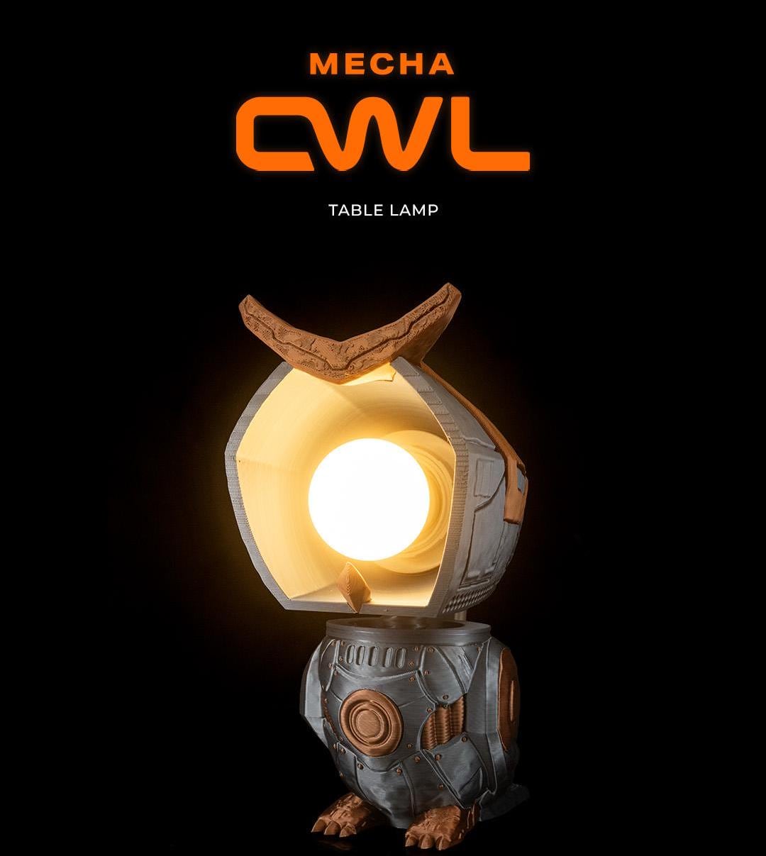 Mecha Owl - Table Lamp | Mecha Lights | Cyberpunk Lamp | 3D Printed ...