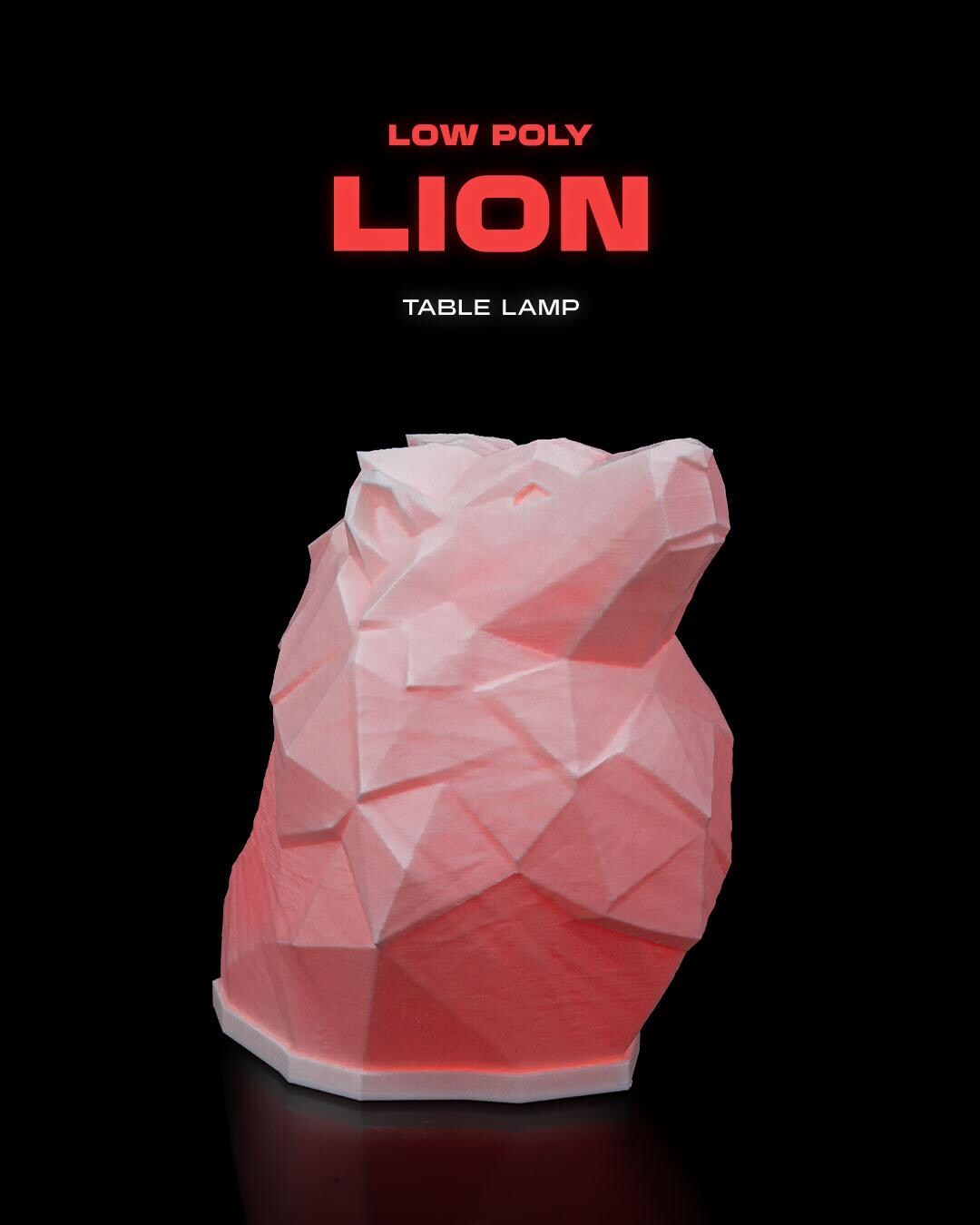 Low Poly Lion Table Lamp | 3D Printed | LED RGB Light | USB | 24 Color ...