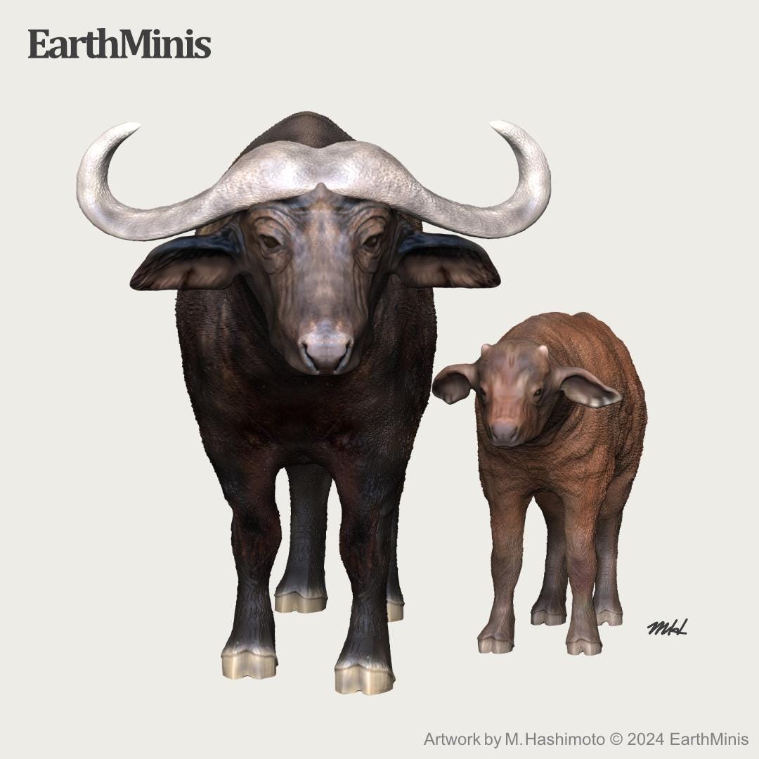 1/24, 1/35 Scale African Buffalo Female and Calf Unpainted | Realistic ...