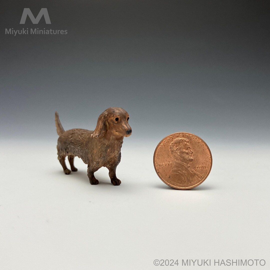 1:12 Realistic Miniature Dachshund Figurine, Miniature Dog, Handpainted ...